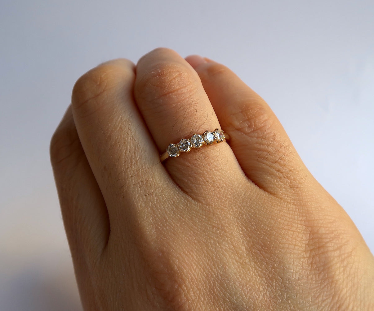 5 Stone Diamond Knife Edge Ring – Nishi